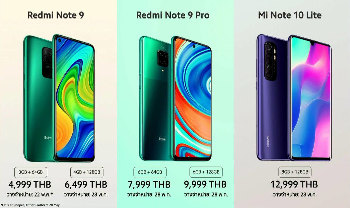 เสียวหมี่เปิดตัว Redmi Note 9 Pro และ Redmi Note 9 ร่วมด้วย Mi Note 10 Lite
