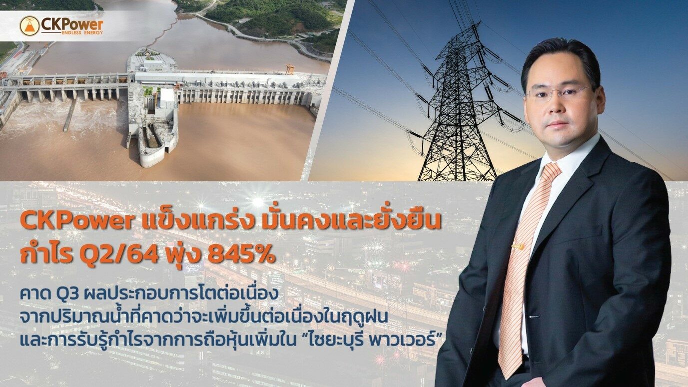 CKPower แข็งแกร่ง มั่นคงและยั่งยืน กำไร Q2/64 พุ่ง 845%