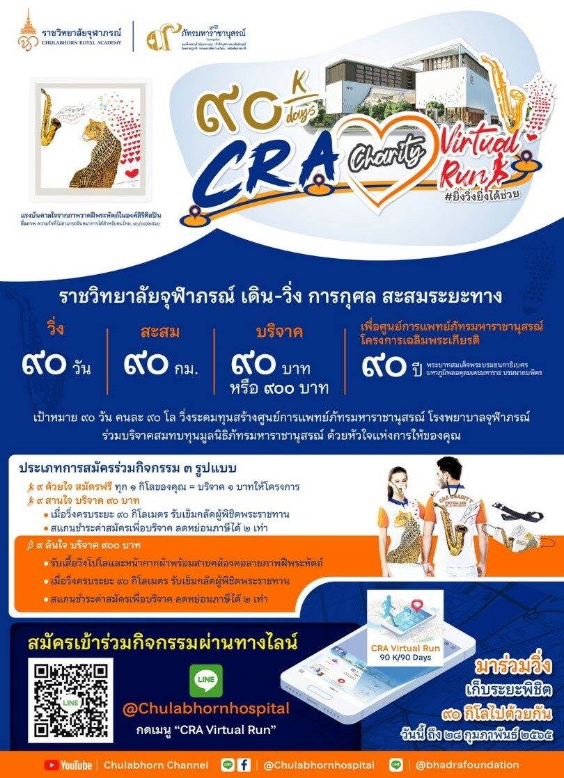 90Days CRA Charity Virtual Run ราชวิทยาลัยจุฬาภรณ์ เดิน-วิ่ง