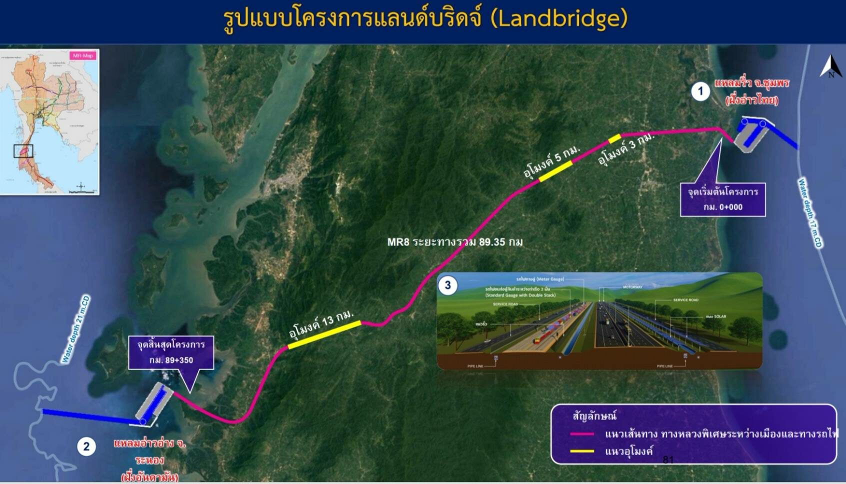 สนข.ลุยแลนด์บริดจ์ 'ชุมพร-ระนอง' ไตรมาส 1 โรดโชว์ จีน ฝรั่งเศส เยอรมนี คาดก่อสร้าง 5 ปี