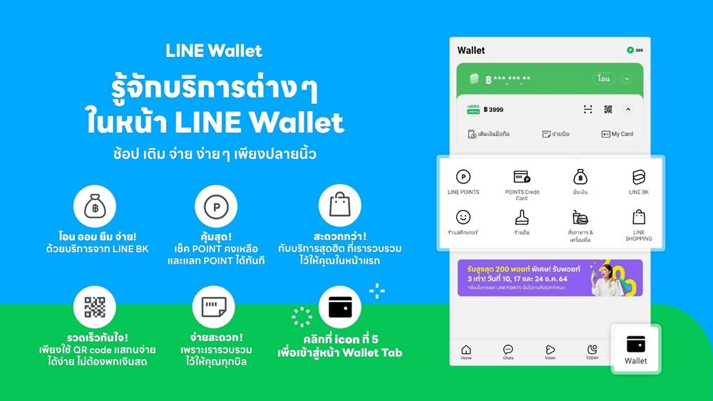 เปิดแท็บ 'Wallet' แท็บที่ห้าบนแอพพ์ LINE ฮับรวมบริการเพื่อ Now Cashless ...