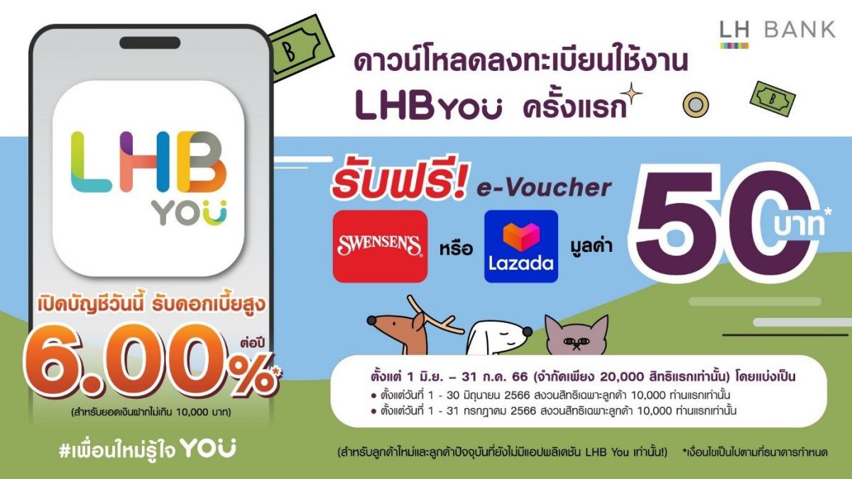 LH Bank ส่งแคมเปญ “LHB You ยิ่งโหลด ยิ่งได้” รับ e-Voucher Lazada หรือ Swensen’s ดอกเบี้ยสูง 6. ...