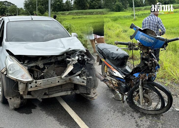 เด็กม.2 ซิ่งจยย.ไปโรงเรียน ตัดหน้าเก๋งกะทันหัน ถูกชนกะโหลกยุบ ดับสลดคาที่