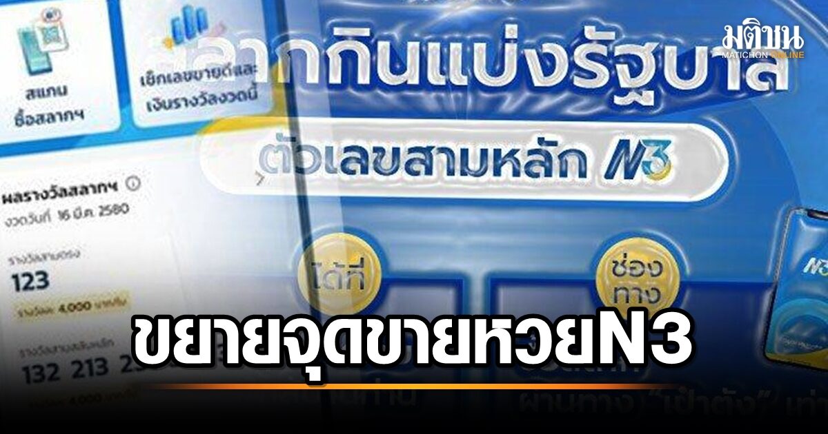 สนง.สลาก ขยายจุดขายหวย N3 เป็น 827 จุดทั่วประเทศ ชี้ยอดขายงวด 16 พ.ย. ลดจากช่วงเทศกาลอยกระทง ...